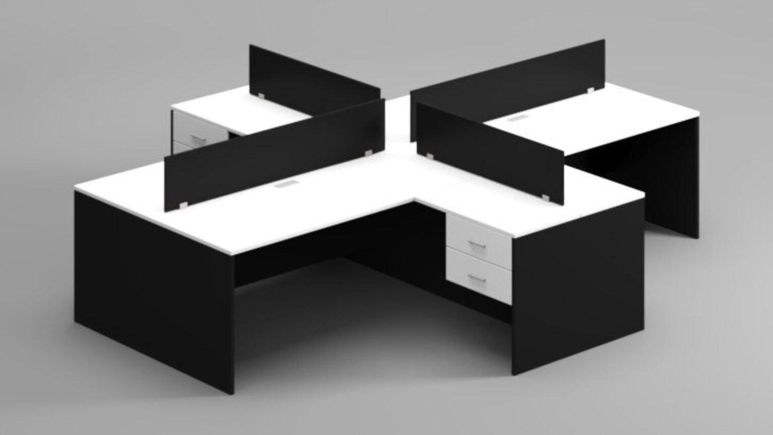 Eco 4 Cluster L-Shaped Workstation - Enhance Productivity